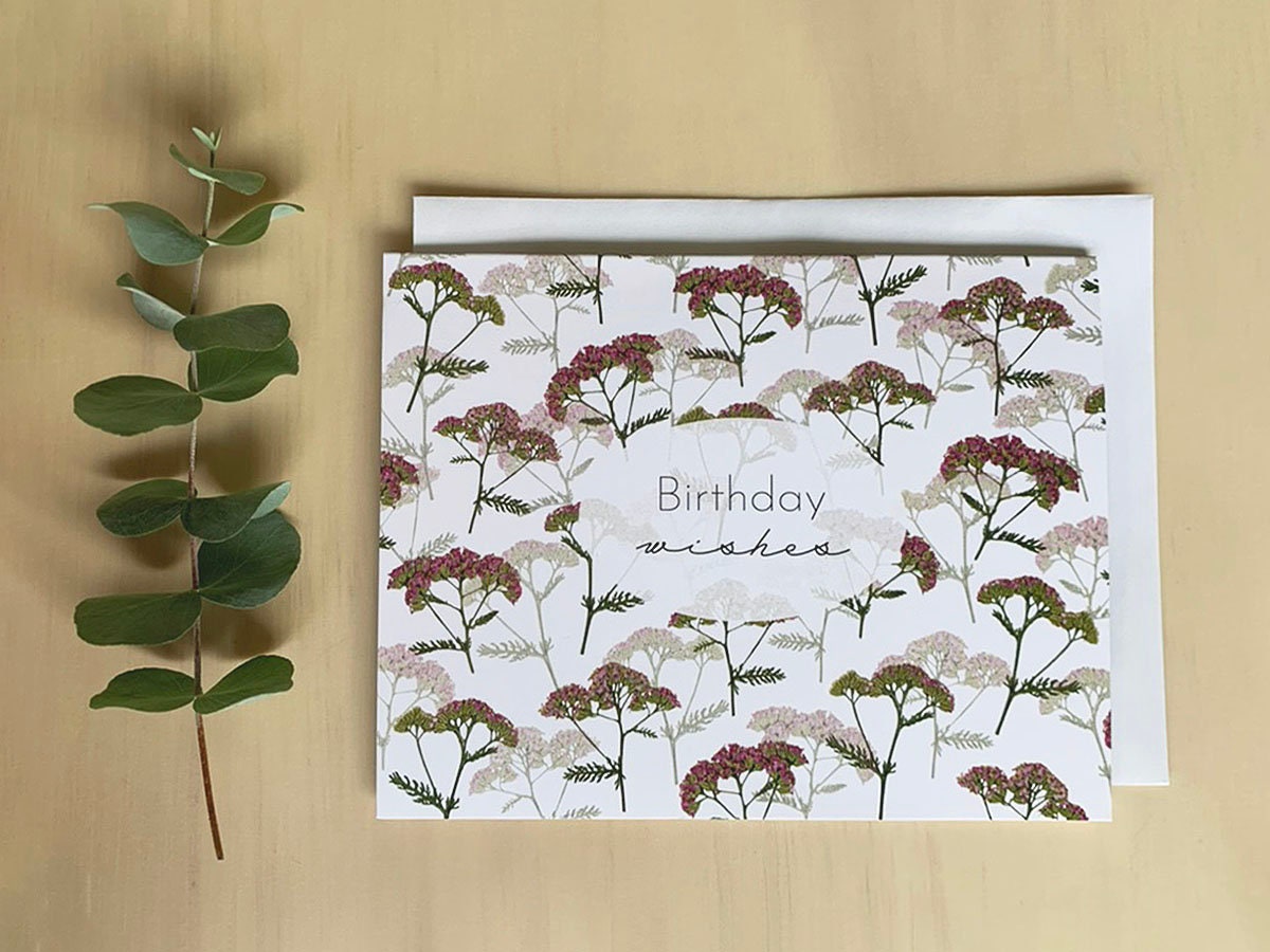 5 Pack Yarrow Happy Birthday Nature Art Cards Made With - Etsy