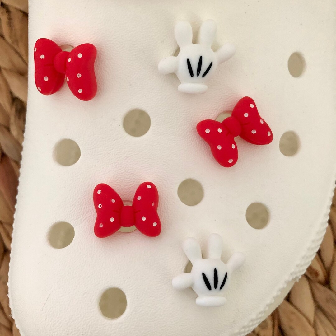Minnie Mouse Hair Bow and Glove Croc Charms - Etsy
