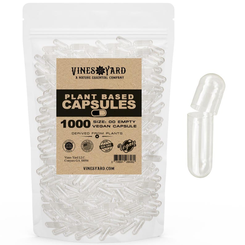 Plant Based Empty Capsules, Size 00, (1000 or 5000 Count), Vegan - Etsy