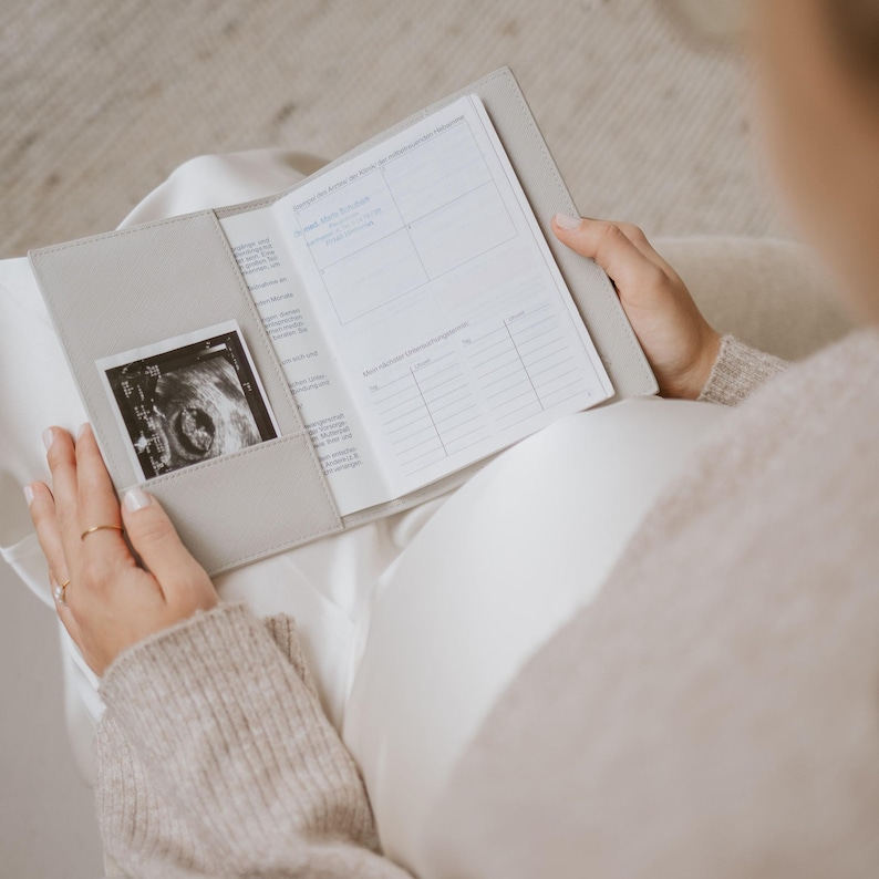 Personalized Maternity Record Book Cover, Simple Elegance, Light Grey ...