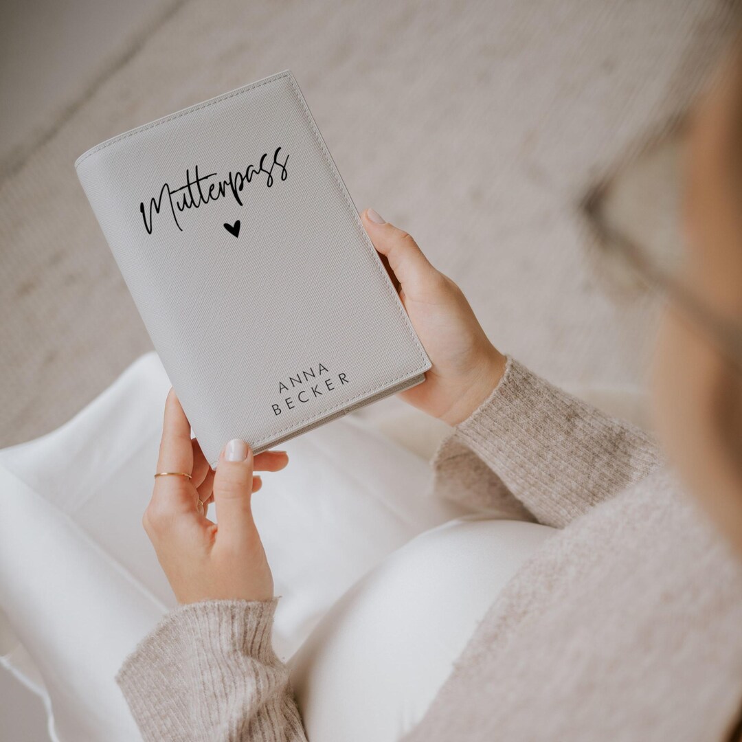 Personalized Maternity Record Book Cover, Simple Elegance, Light Grey ...