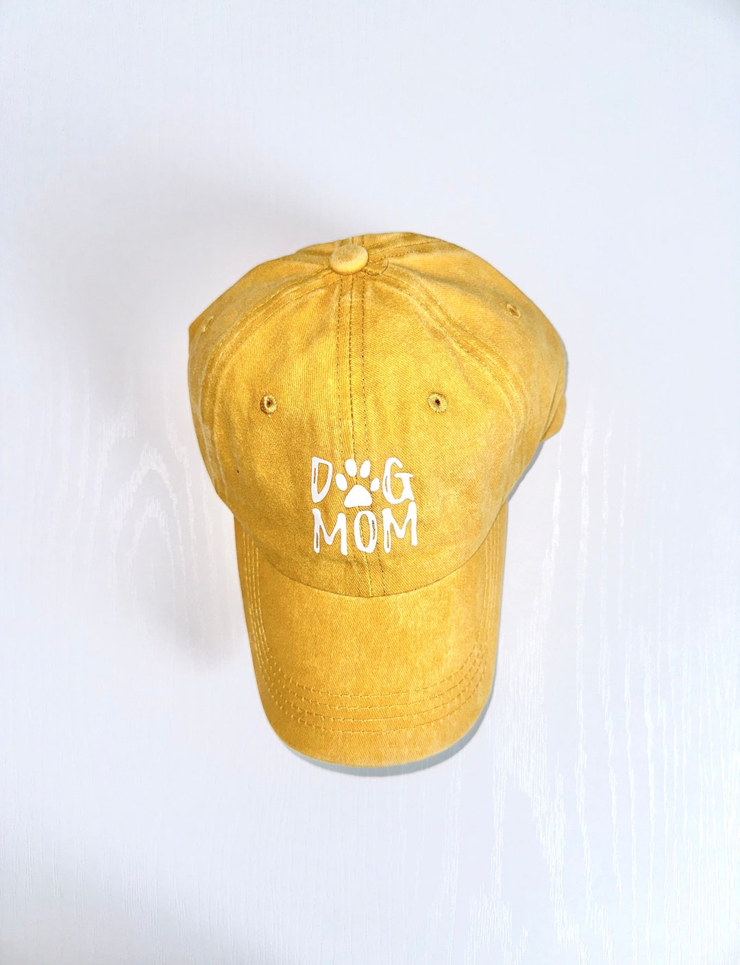 Dog Mom Hat, White Lettering, Yellow Dog Mom Baseball Cap, Dog Mom ...