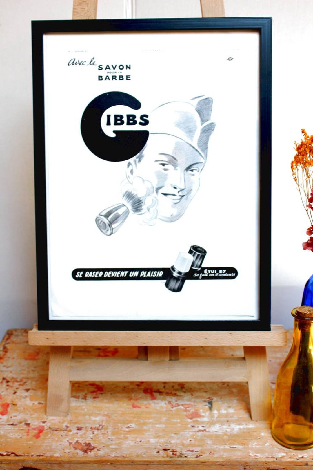 Gibbs Soldier Beard Razor - Original Vintage Poster Advertising 30s ...