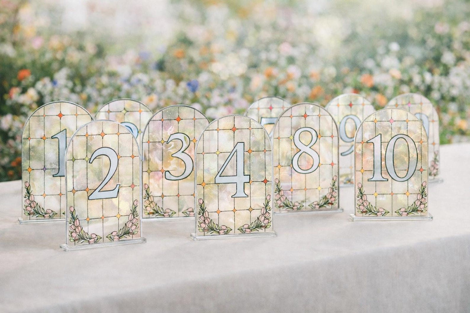 Pastel Faux Stained Glass DIY Wedding Table Numbers Template - Etsy