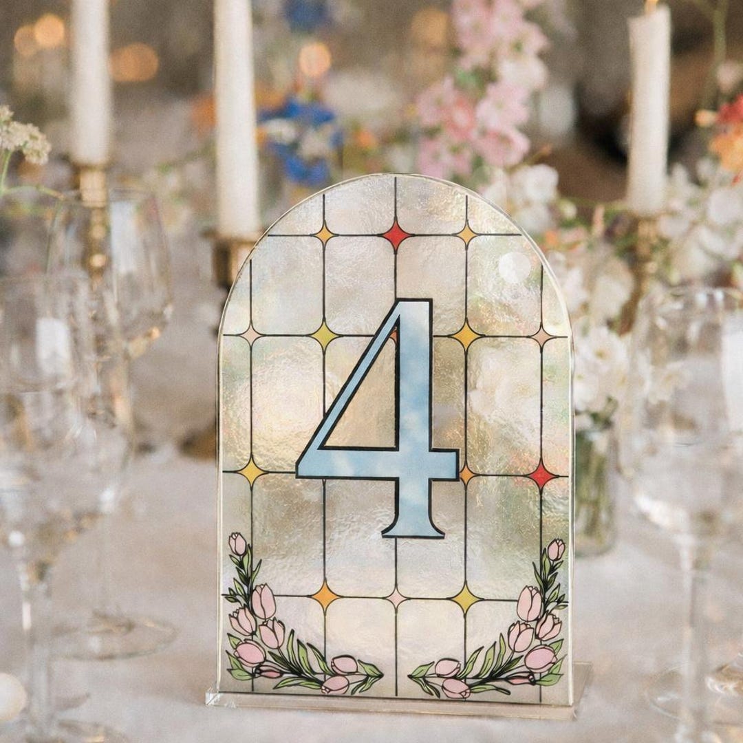 Pastel Faux Stained Glass DIY Wedding Table Numbers Template - Etsy