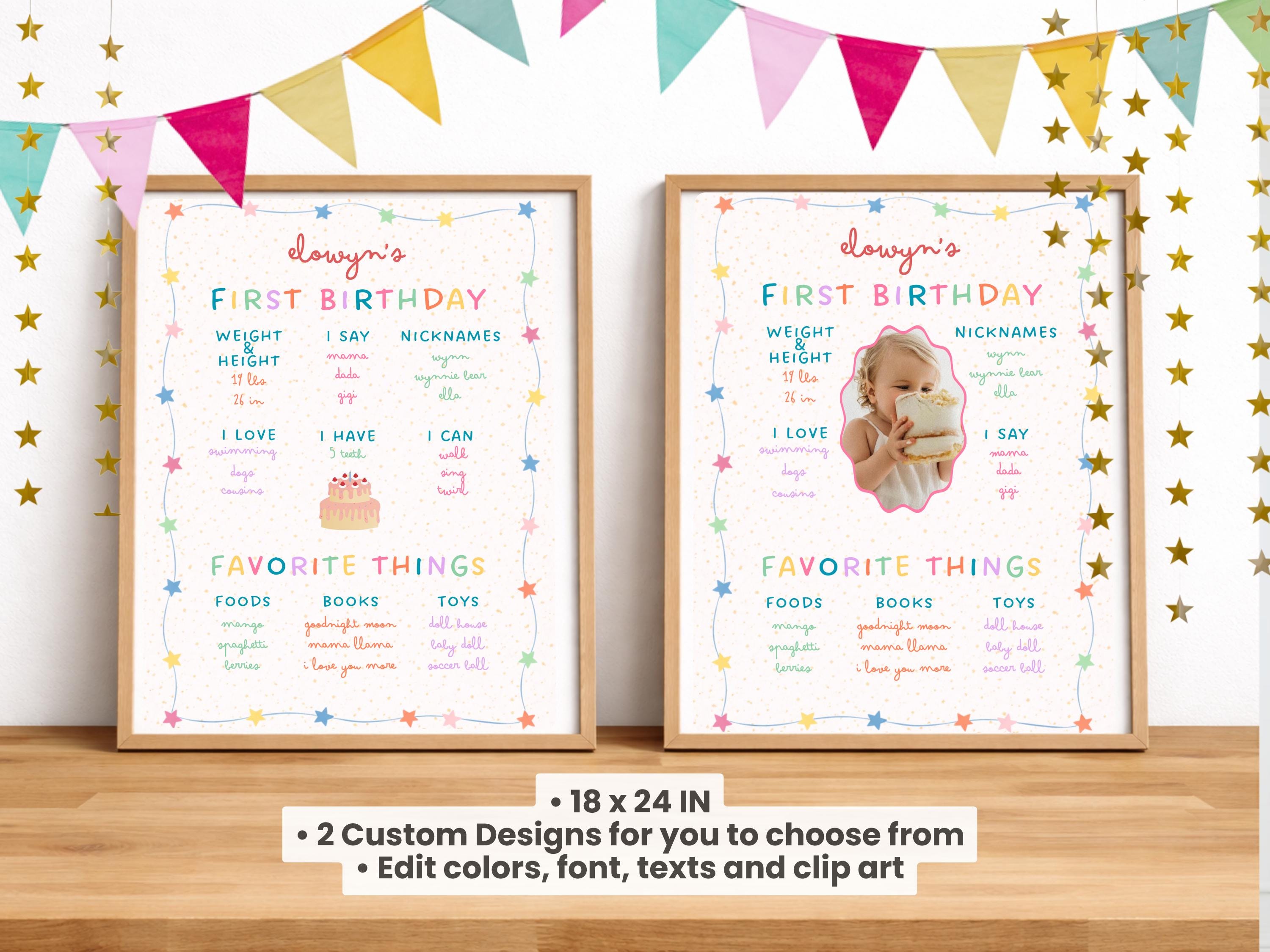 It's FUN to Be ONE Baby Milestone Poster, Colorful First Birthday Party ...