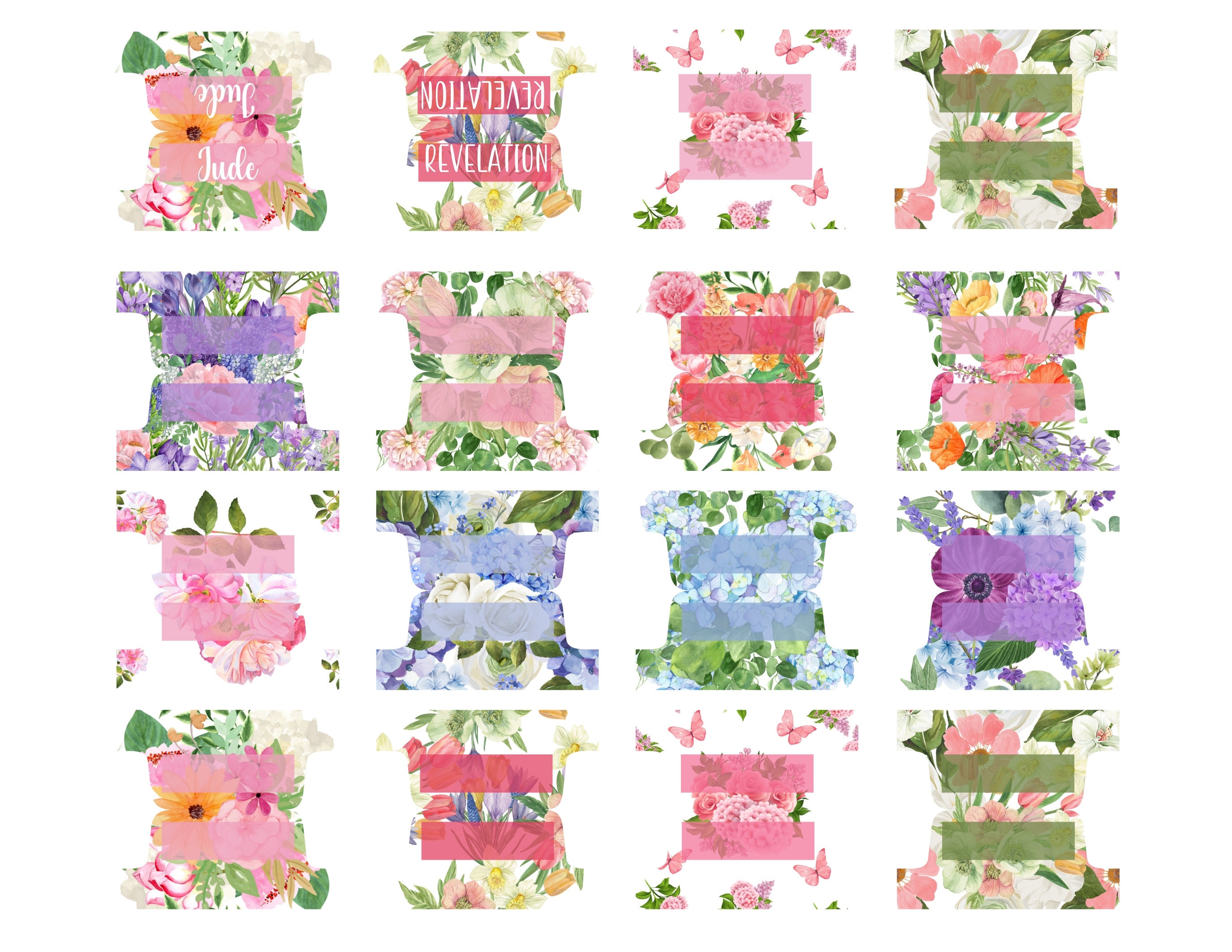 Bible Tabs Laminated Bible Tabs Floral Bible Tabs Bible Journaling Tabs ...