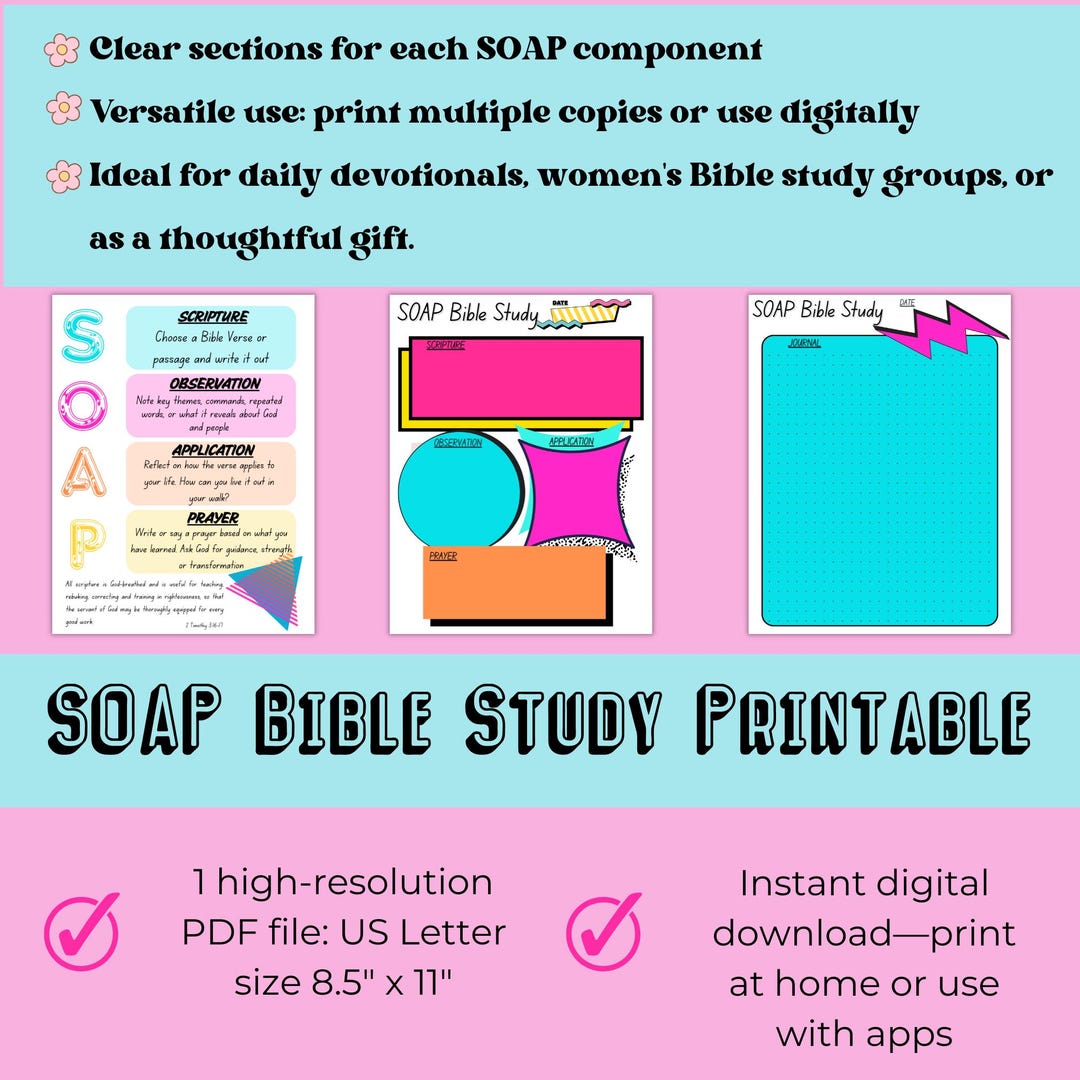 SOAP Bible Study Printable Teen Scripture Journaling Template Digital ...