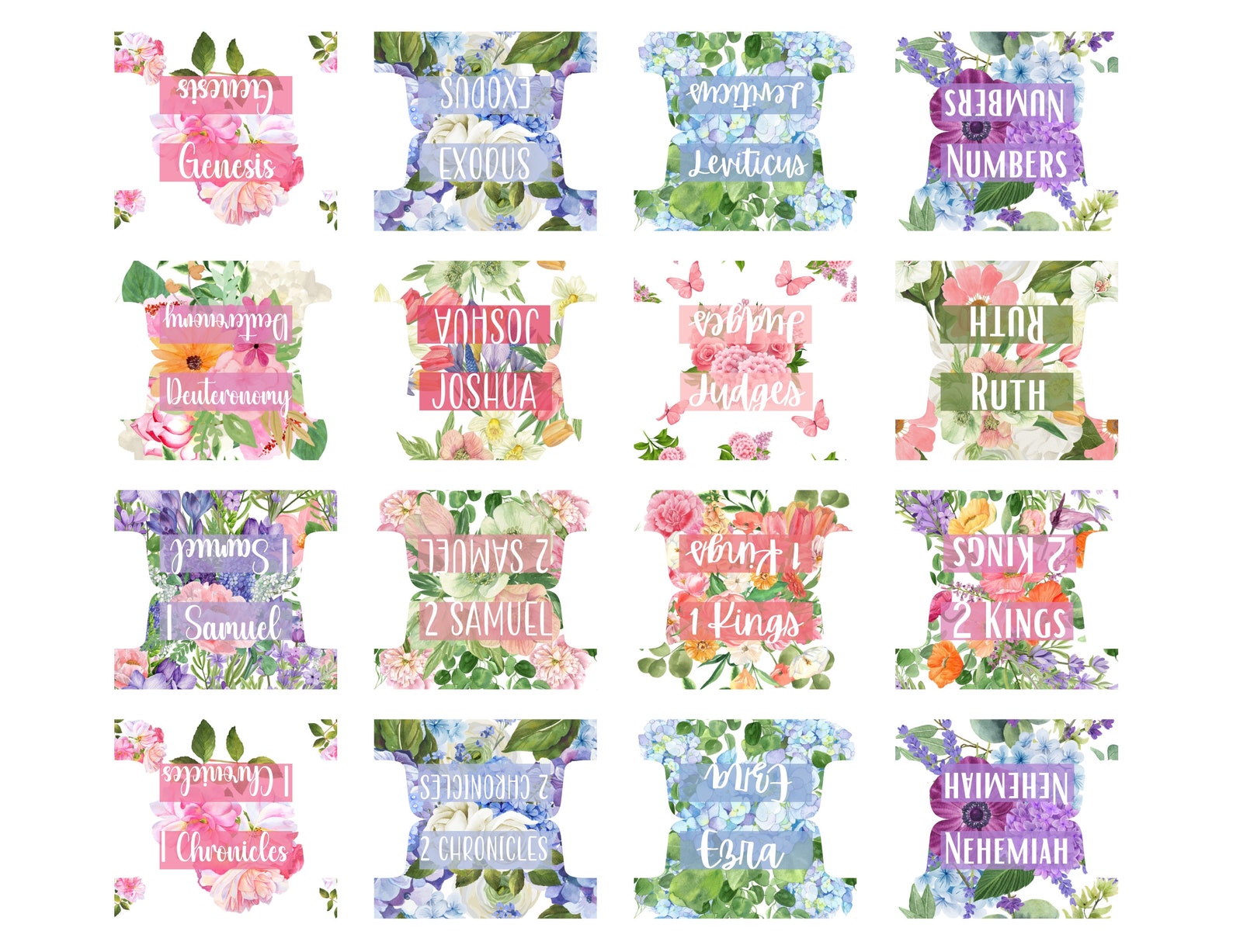 Bible Tabs Laminated Bible Tabs Floral Bible Tabs Bible Journaling Tabs ...