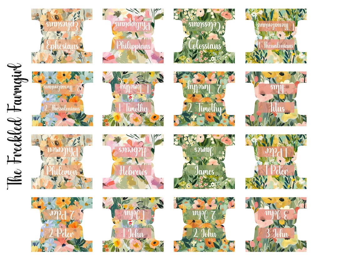 Bible Tabs Laminated Bible Tabs Floral Bible Tabs Bible Journaling Tabs ...