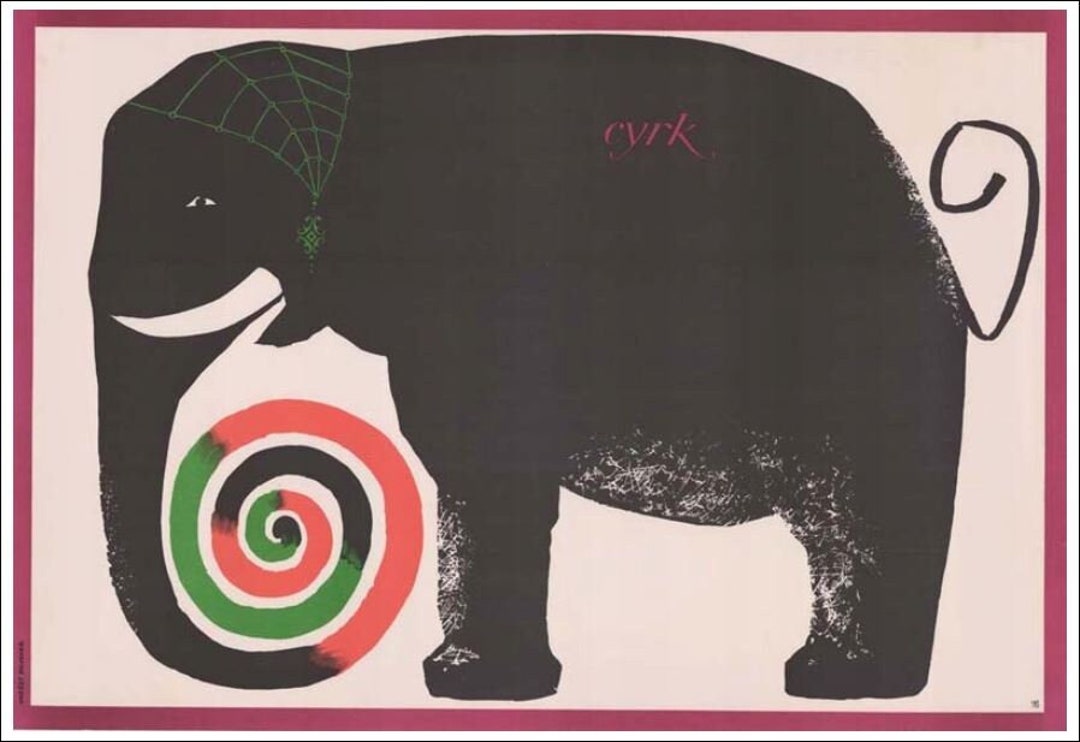 Circus - Elephant With a Curled Trunk, Hubert Hilscher, 1970 - Etsy