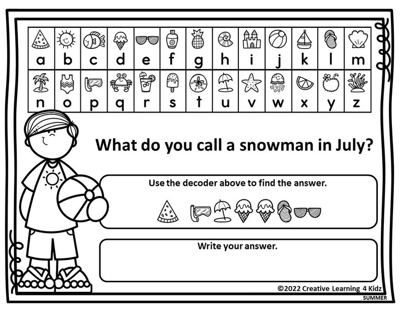 Crack the Code Summer Riddles Secret Code Worksheets - Etsy