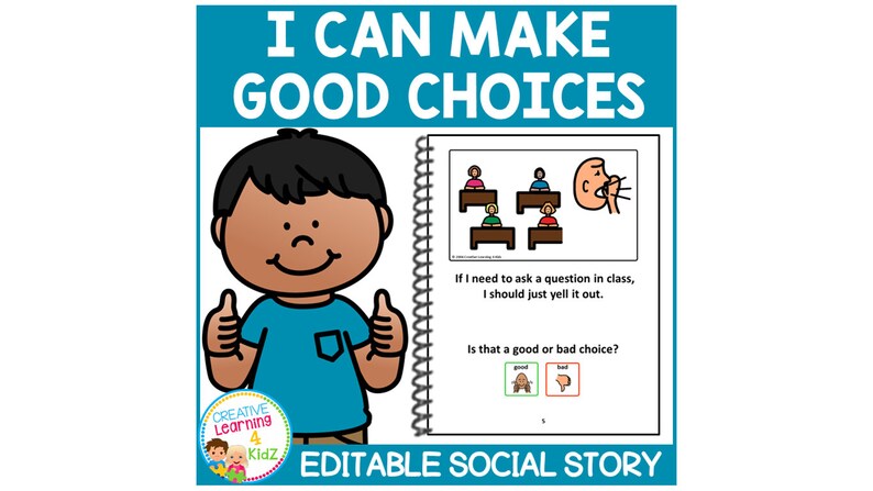Social Story I Can Make Good Choices editable Book Behavior - Etsy