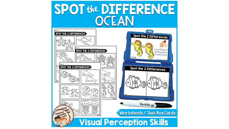 Spot the Difference Ocean Task Box Cards Visual Perception Skills - Etsy