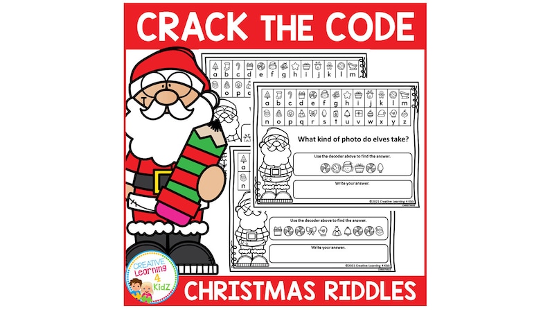 Crack the Code Christmas Riddles Secret Code Worksheets - Etsy