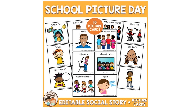 Social Story Picture Day editable Book and Picture Cards - Etsy