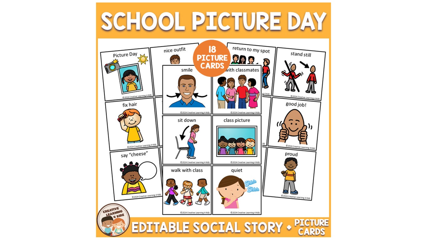 Social Story Picture Day (editable) Book and Picture Cards - Etsy