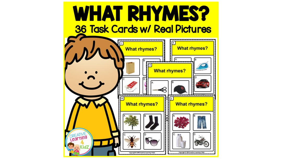 What Rhymes? Task Cards for Autism ABA and Special Education Phonics - Etsy