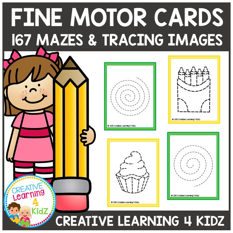 Fine Motor Tracing & Maze Cards 167 Handwriting Pre-writing Practice ...