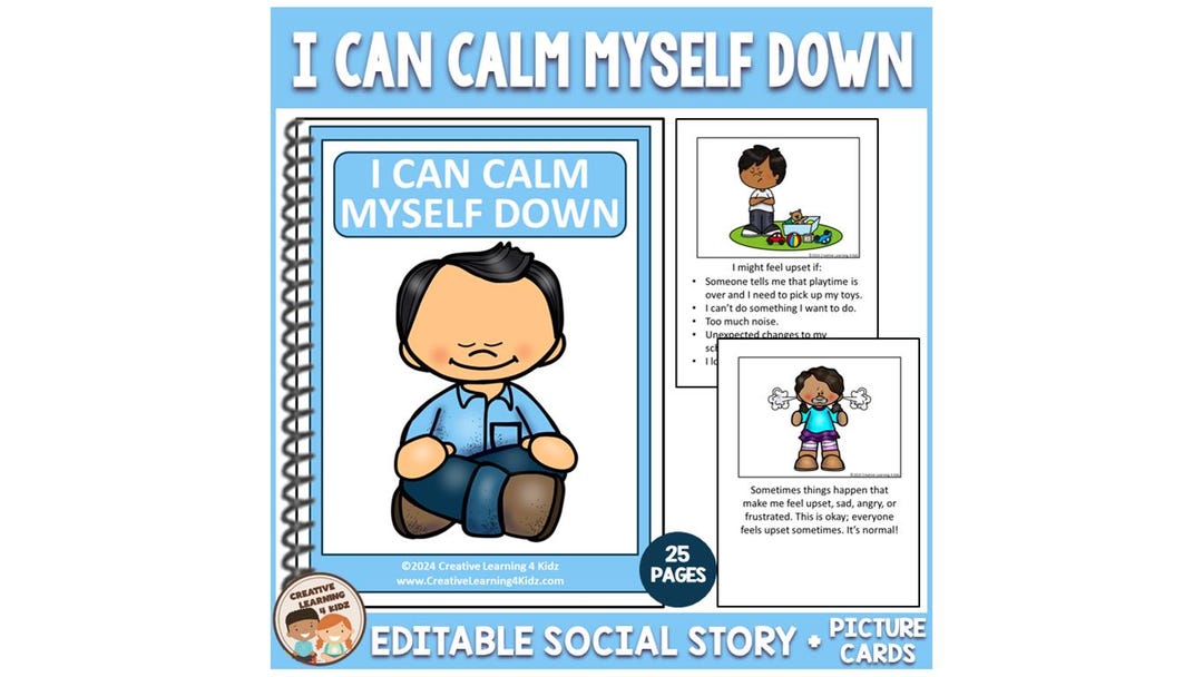 Social Story I Can Calm Myself Down Editable + 26 Picture Cards ...
