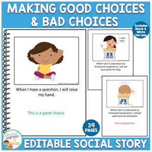 Social Story Making Good & Bad Choices (editable) Book Special ...