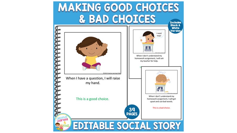 Social Story Making Good & Bad Choices (editable) Book Special ...