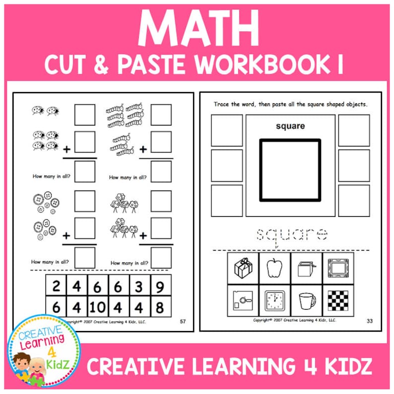 Cut & Paste Math Workbook 1 Hands-on K-2 Math Activities Special Ed ABA ...