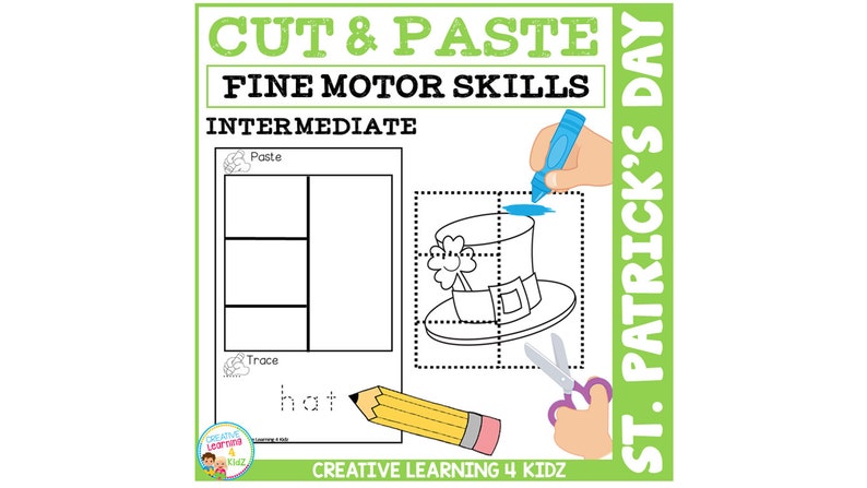 Cut and Paste Fine Motor Skills Puzzle Worksheets: St. Patrick's Day - Etsy
