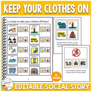 Social Story Keep Your Clothes on (editable)autism Special Education - Etsy