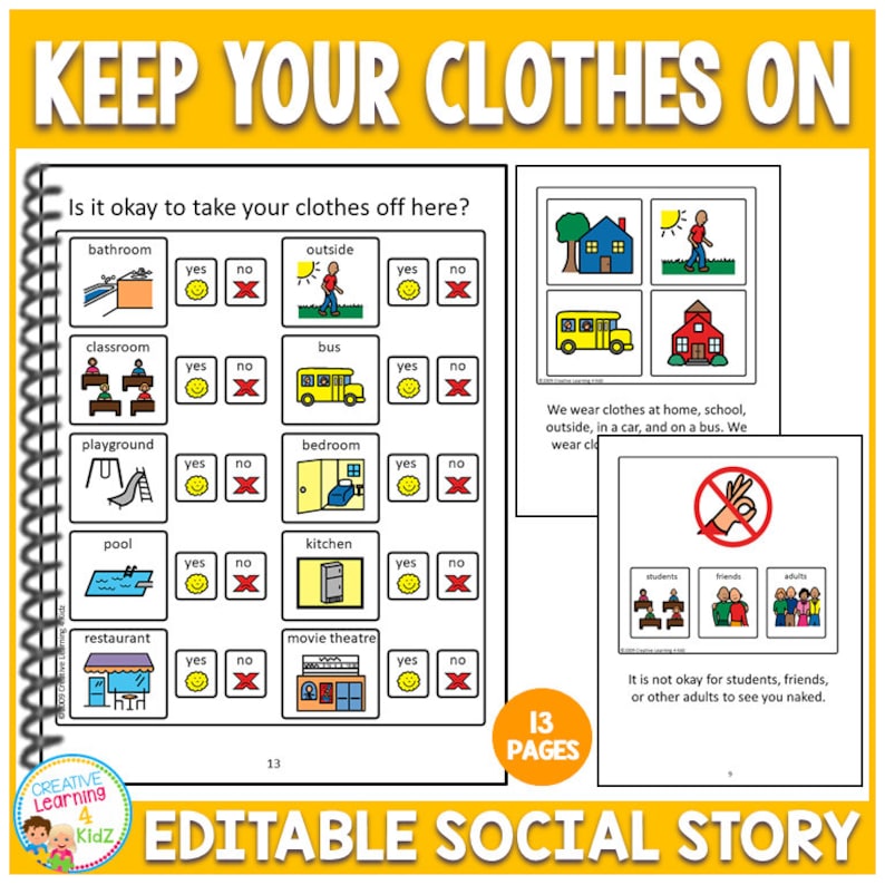 Social Story Keep Your Clothes on editableautism Special - Etsy