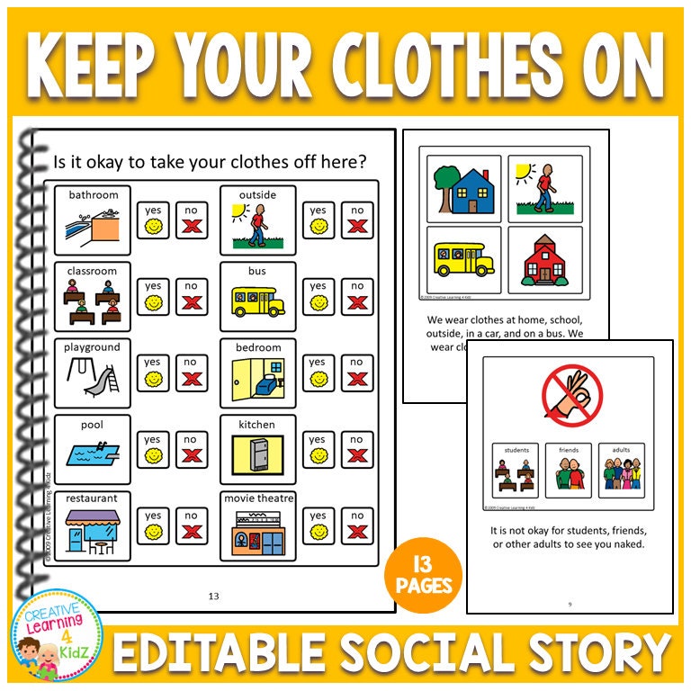 Social Story Keep Your Clothes on editableautism Special - Etsy