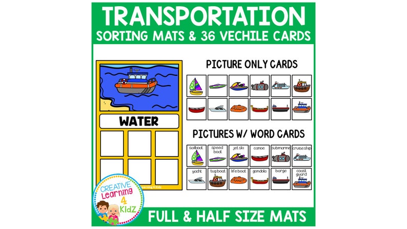 Transportation Sorting Mats Cards - Etsy