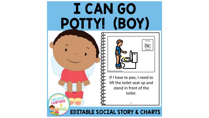 Social Story I Can Go Potty Boy Book editable Toilet - Etsy
