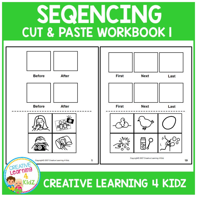 Cut & Paste Sequencing Workbook 1 ABA Autism - Etsy