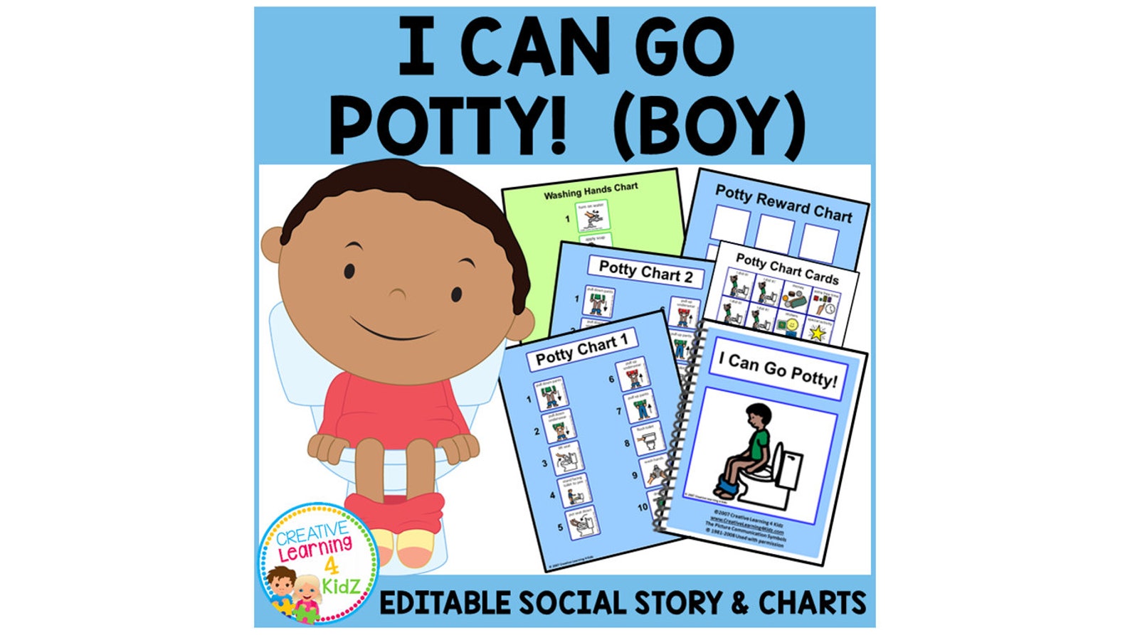 Social Story I Can Go Potty Boy Book editable Toilet - Etsy