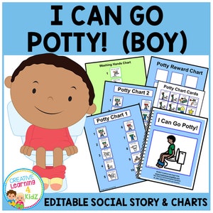 Social Story I Can Go Potty Boy Book editable Toilet - Etsy