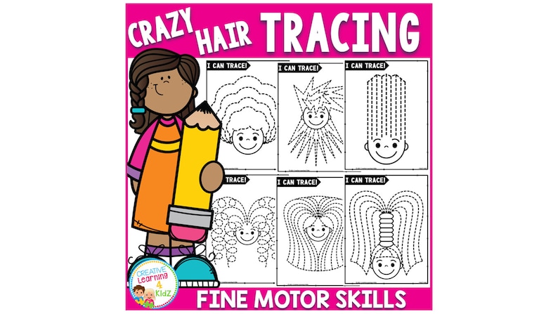 Tracing Fine Motor Skills Crazy Hair Mats - Etsy