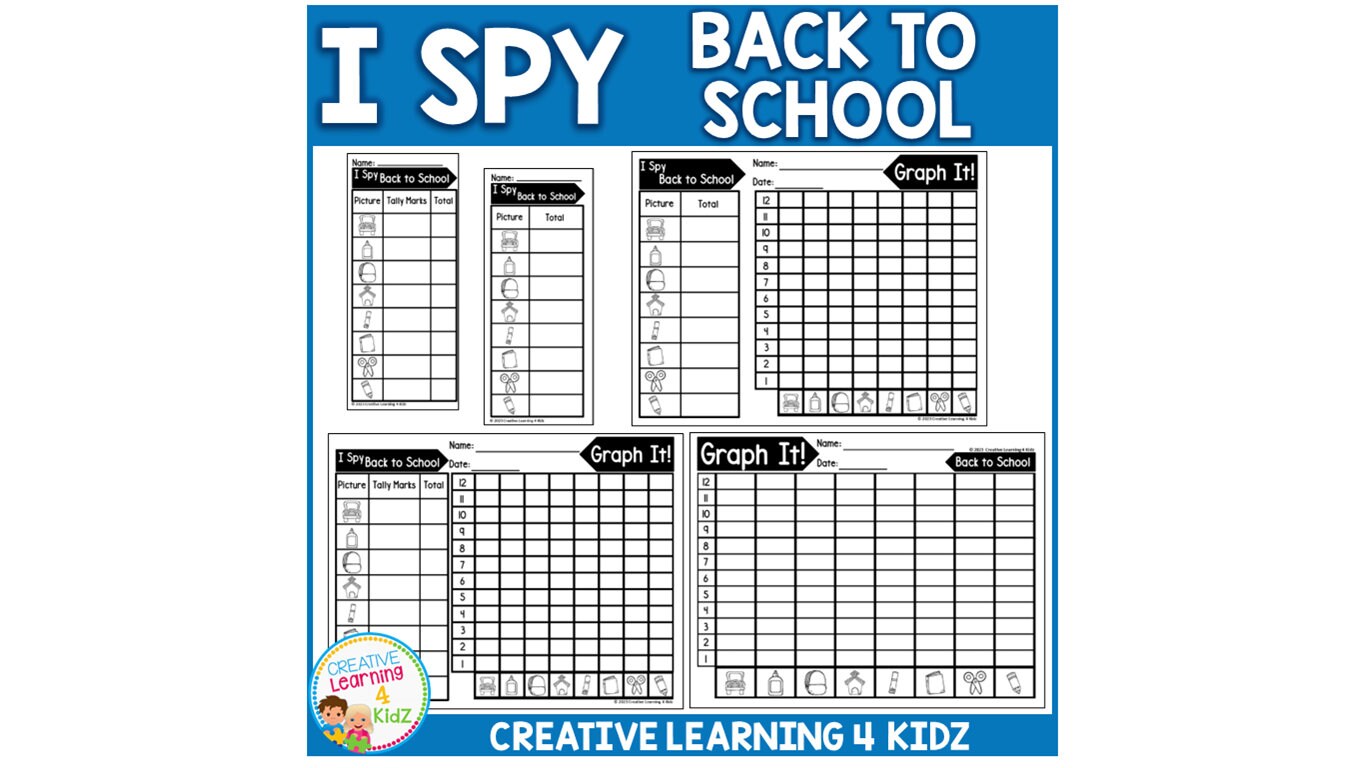 I Spy Back to School Counting Coloring Tally and Graphing - Etsy