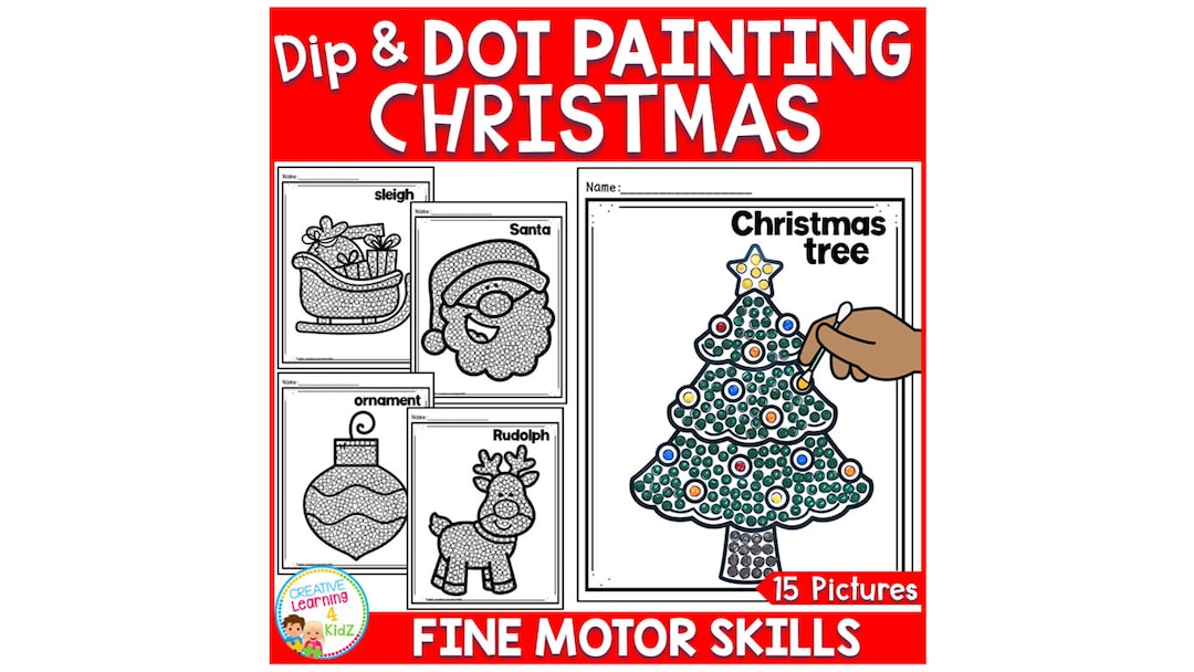Dip-and-dot Q-tip Painting Christmas Fine Motor Skills Activity - Etsy