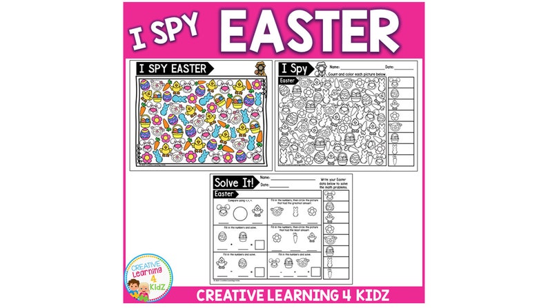 I Spy Easter Worksheets | Counting, Graphing, and Tally Mark Math ...