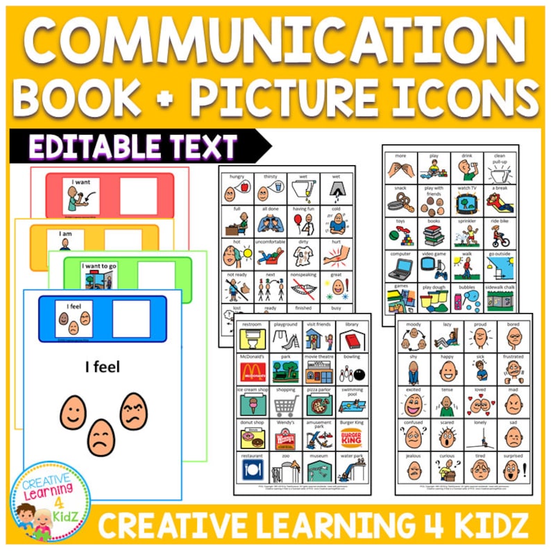 Communication Book + Picture Icons (editable) Special Education ...