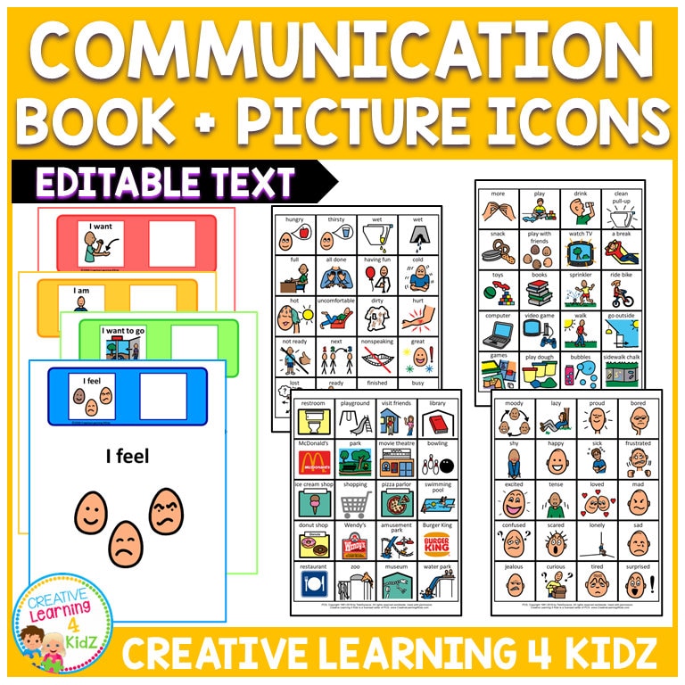 Communication Book + Picture Icons (editable) Special Education ...