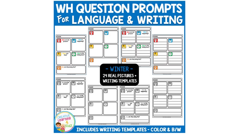 WH Question Prompts Winter Real Picture Cards & Writing Templates for ...