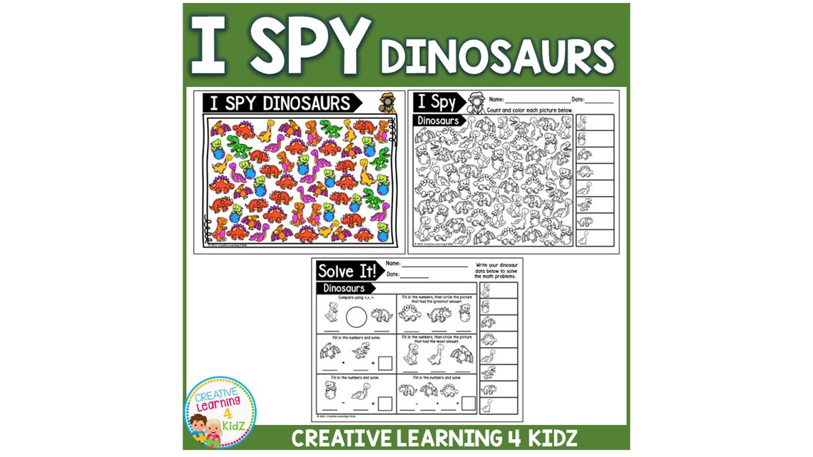 I Spy Dinosaurs Counting, Coloring, Tally and Graphing Activities - Etsy