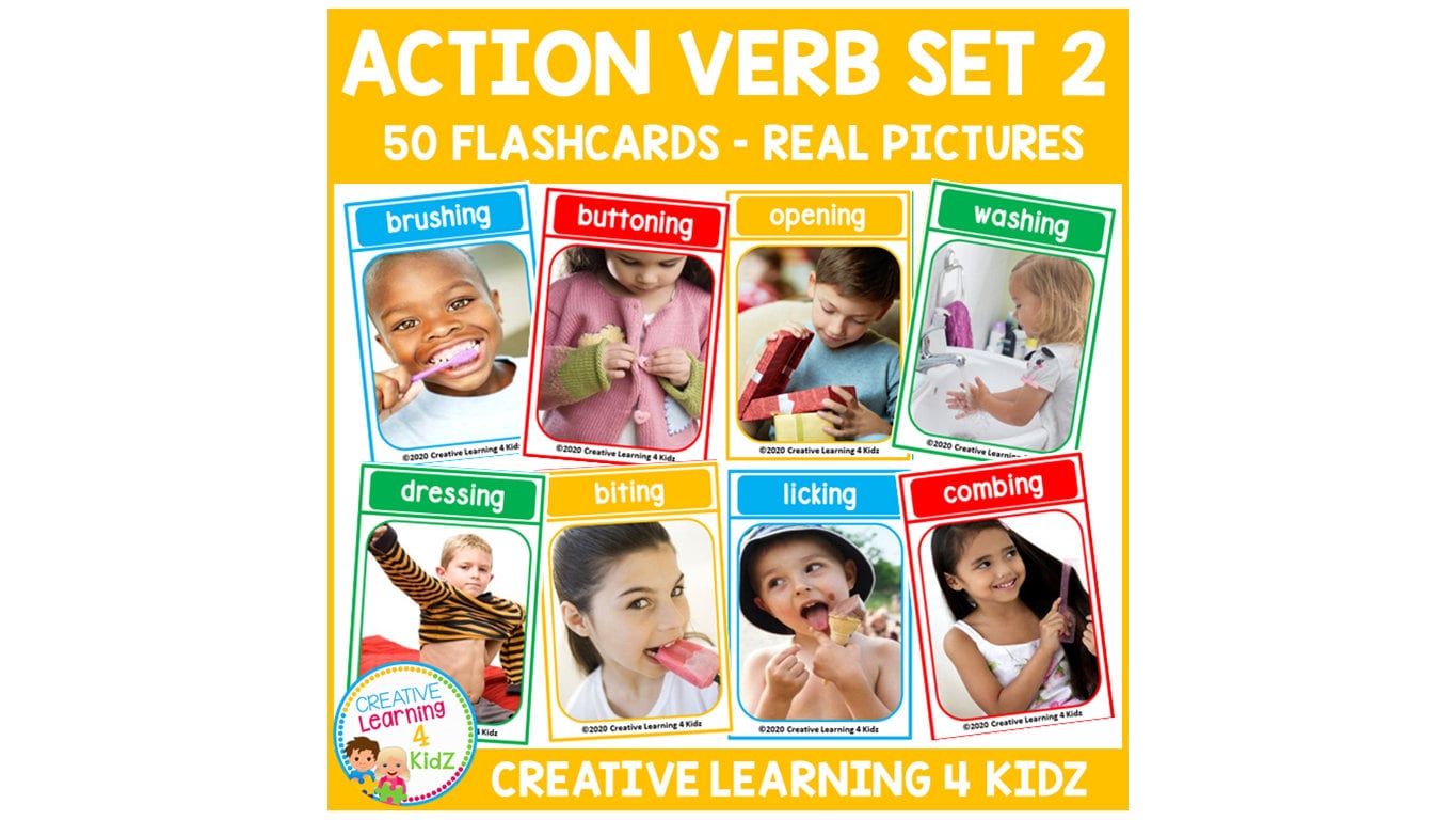 Action Verb Cards 2 Real Photos Speech Therapy ESL Special Education - Etsy