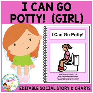 Social Story I Can Go Potty Girl Book editable Toilet - Etsy