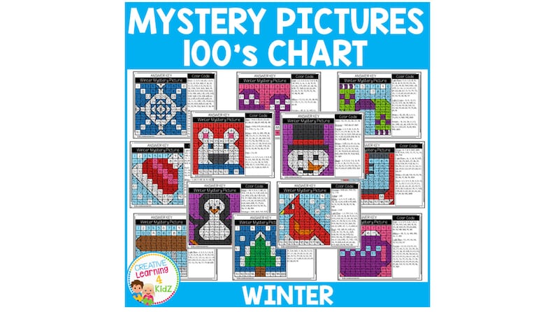 Winter 100s Chart Mystery Pictures Fun Color by Number Activity for ...