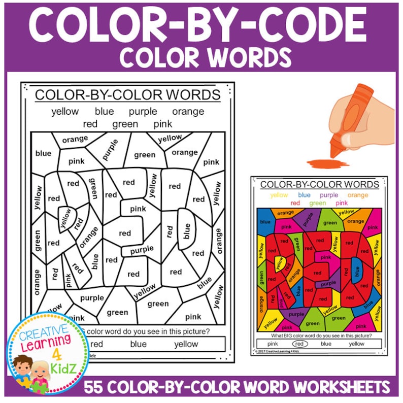 Color by Color Words Worksheets - Etsy