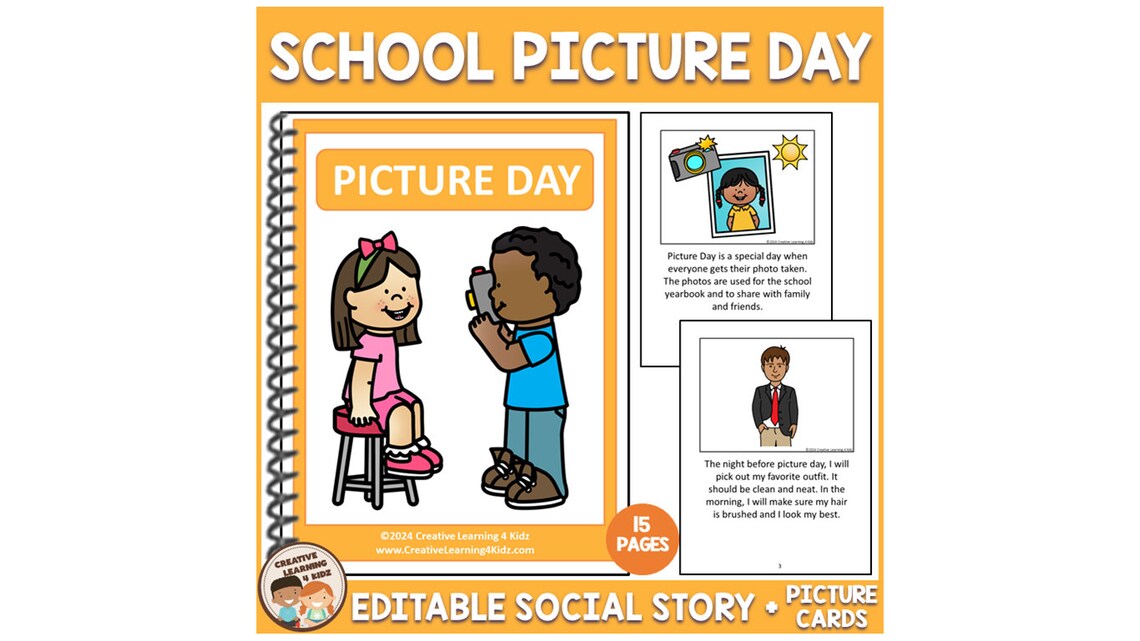 Social Story Picture Day (editable) Book Special Education Autism PCS ...