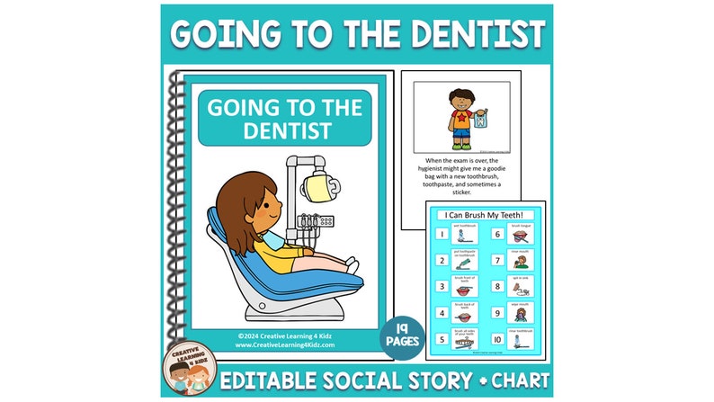Social Story Going to the Dentist editable Book & Brushing Teeth Chart ...